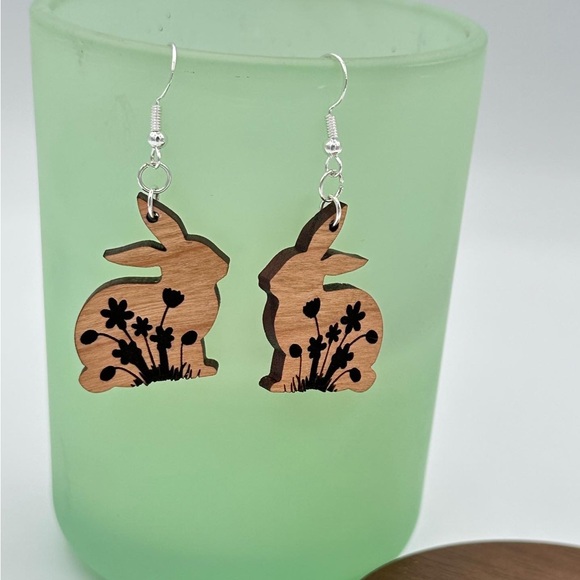 GeminiCreative | Jewelry | Handmade Easter Bunny Wood Earrings | Poshmark